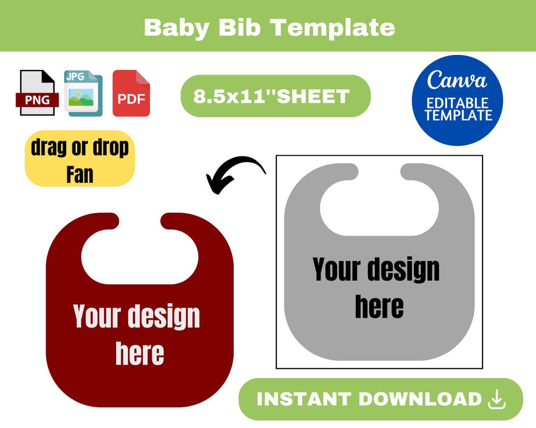 Baby Bib Template, Baby Bib, Baby Bib SVG, Baby Bib for Sublimation ...