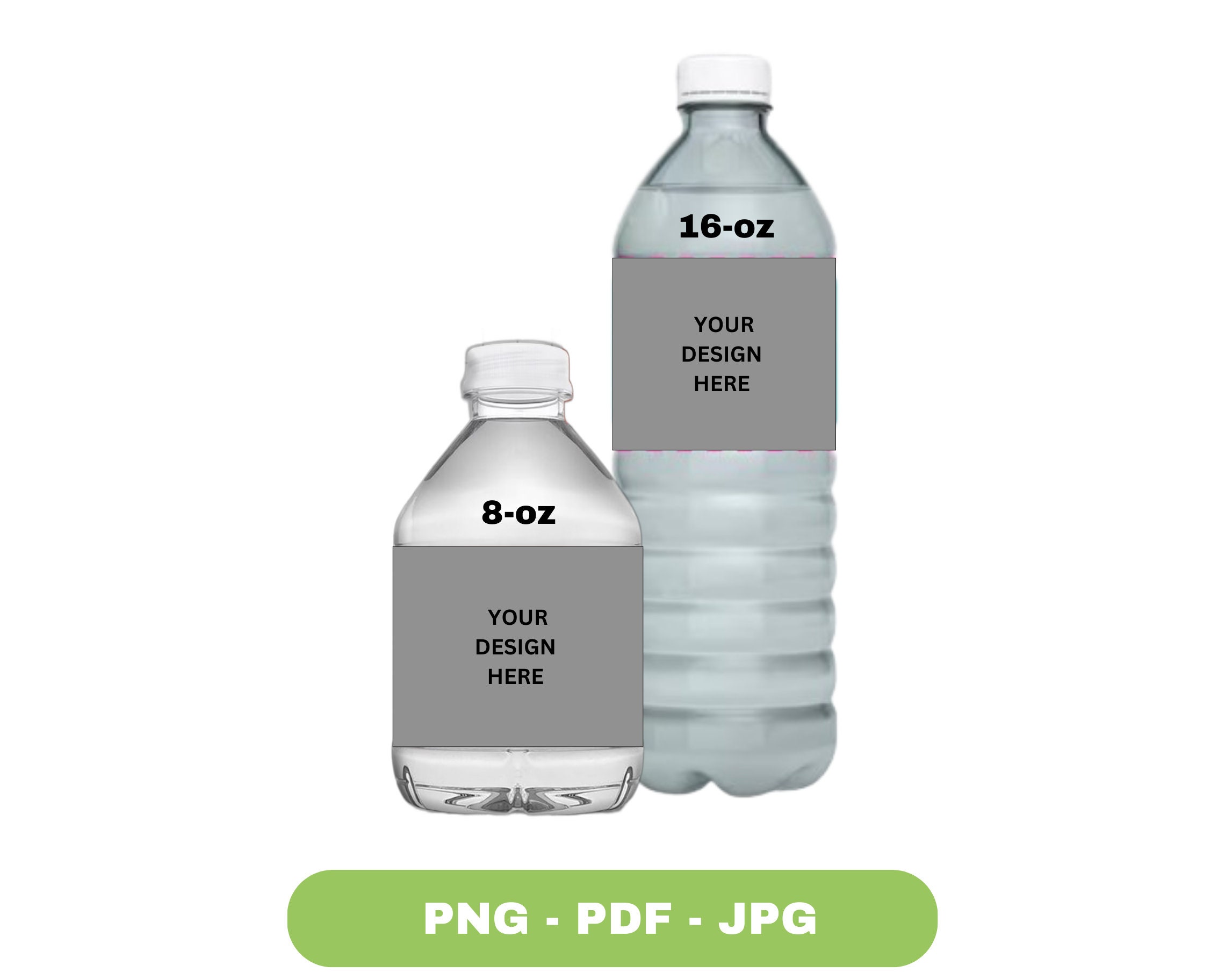 8oz, 16oz Water Bottle Labels, Water Bottle Label Template, Custom ...
