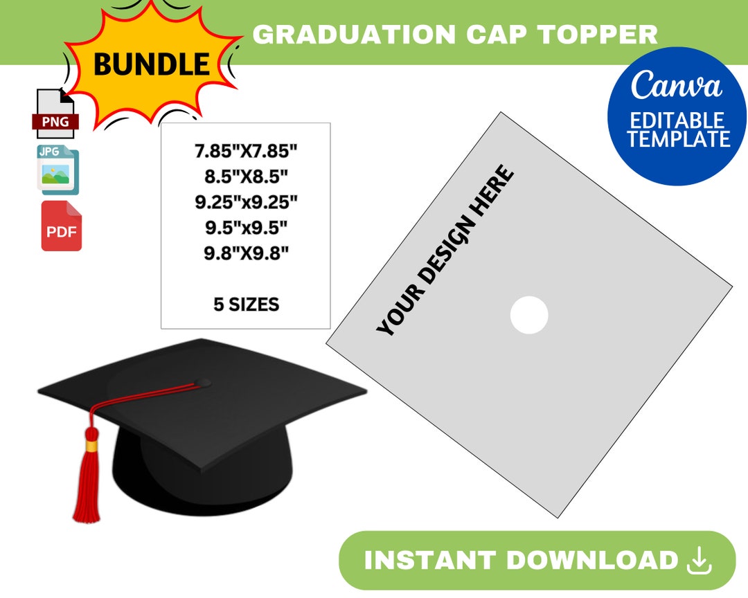 Graduation Cap Topper, Graduation Cap Template, Custom Graduation Cap ...
