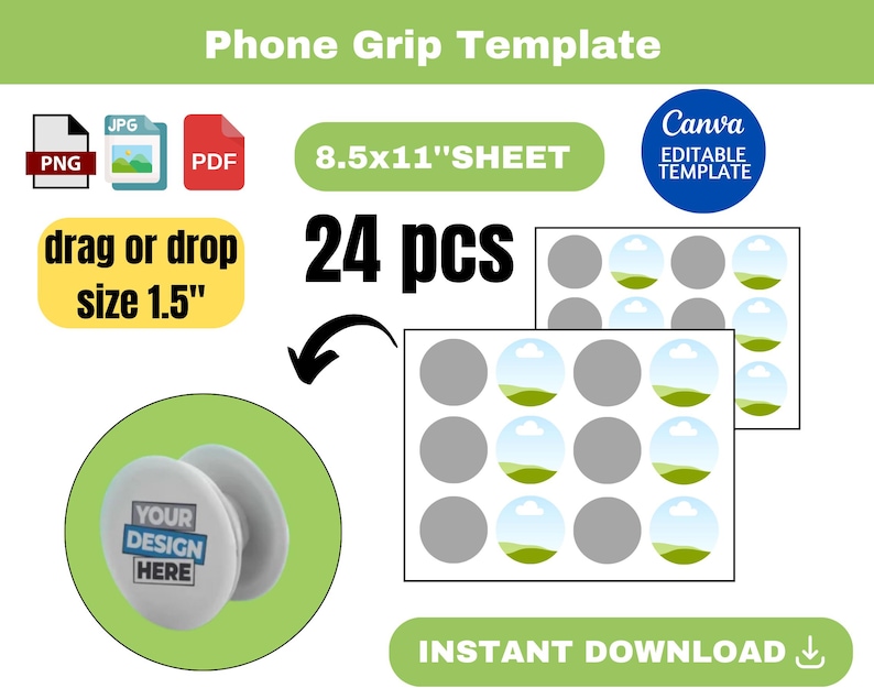 Phone Grip Template, Phone Grip SVG, Phone Grip, Phone Holder Template ...