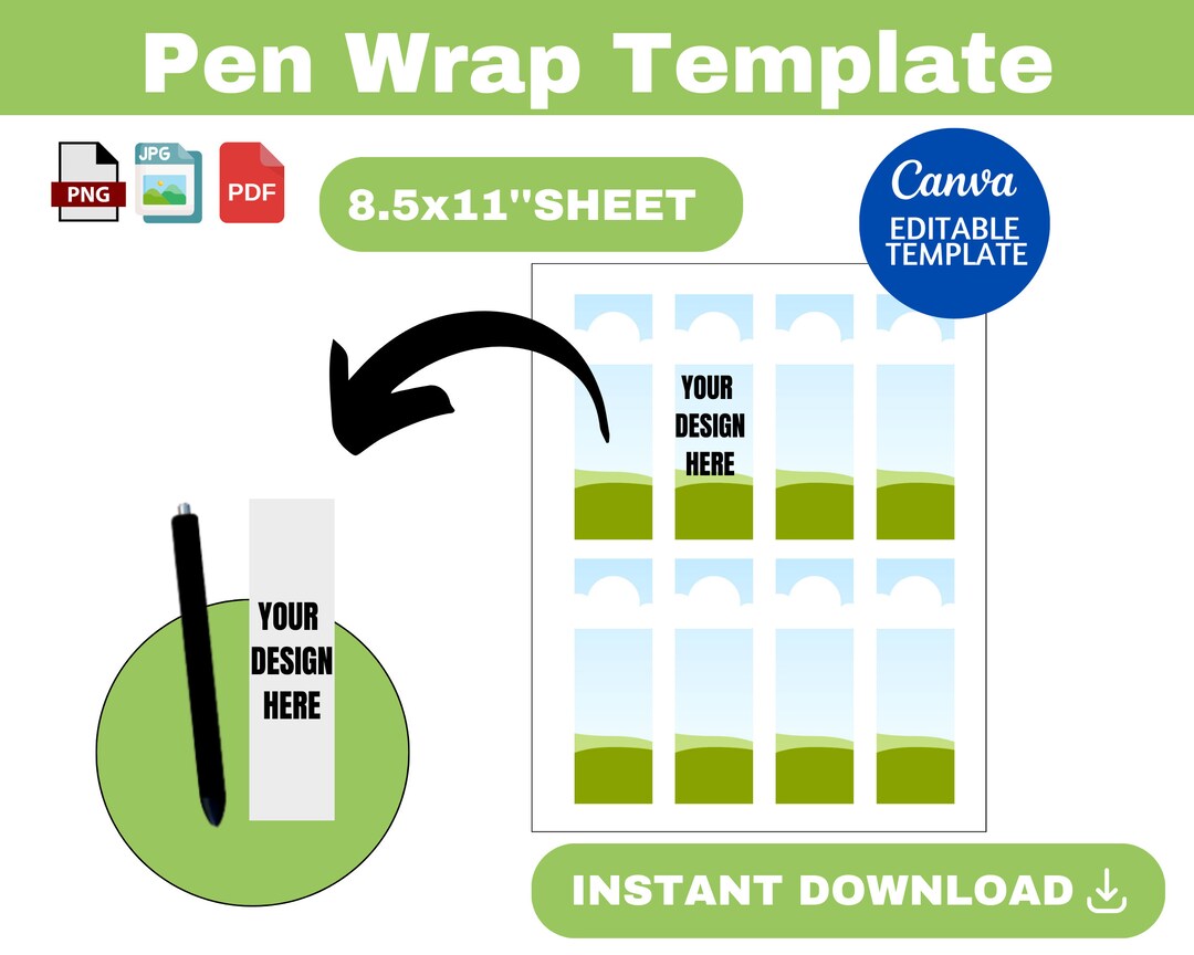 Pen Wrap Template, Pen Wrapper Template SVG, Glitter Pen Wraps, Pen ...