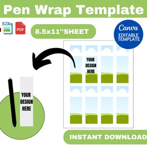 Pen Wrap Template, Pen Wrapper Template SVG, Glitter Pen Wraps, Pen ...