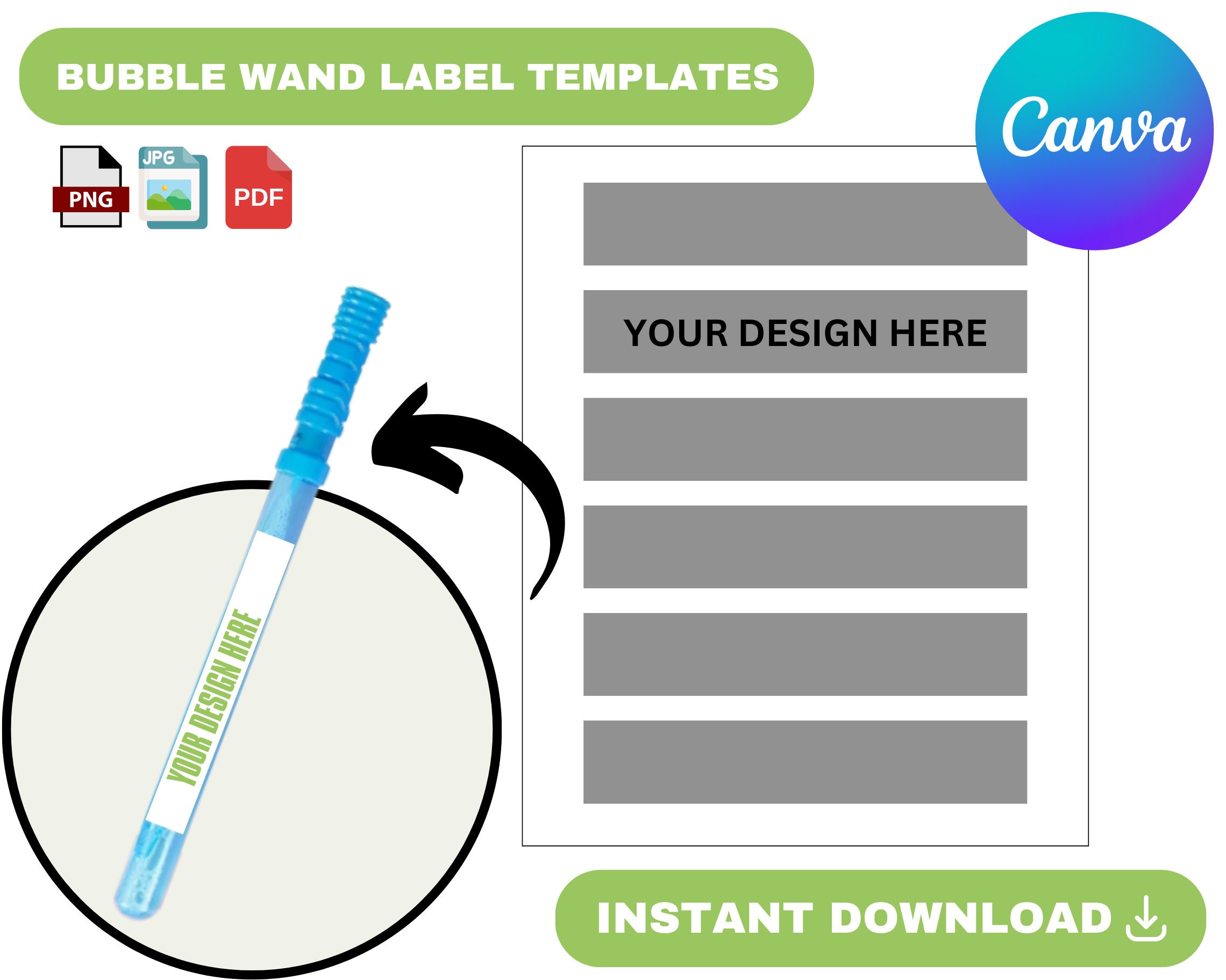 Bubble Wands Label Template, Bubble Bottle Label Template, Custom Wands ...