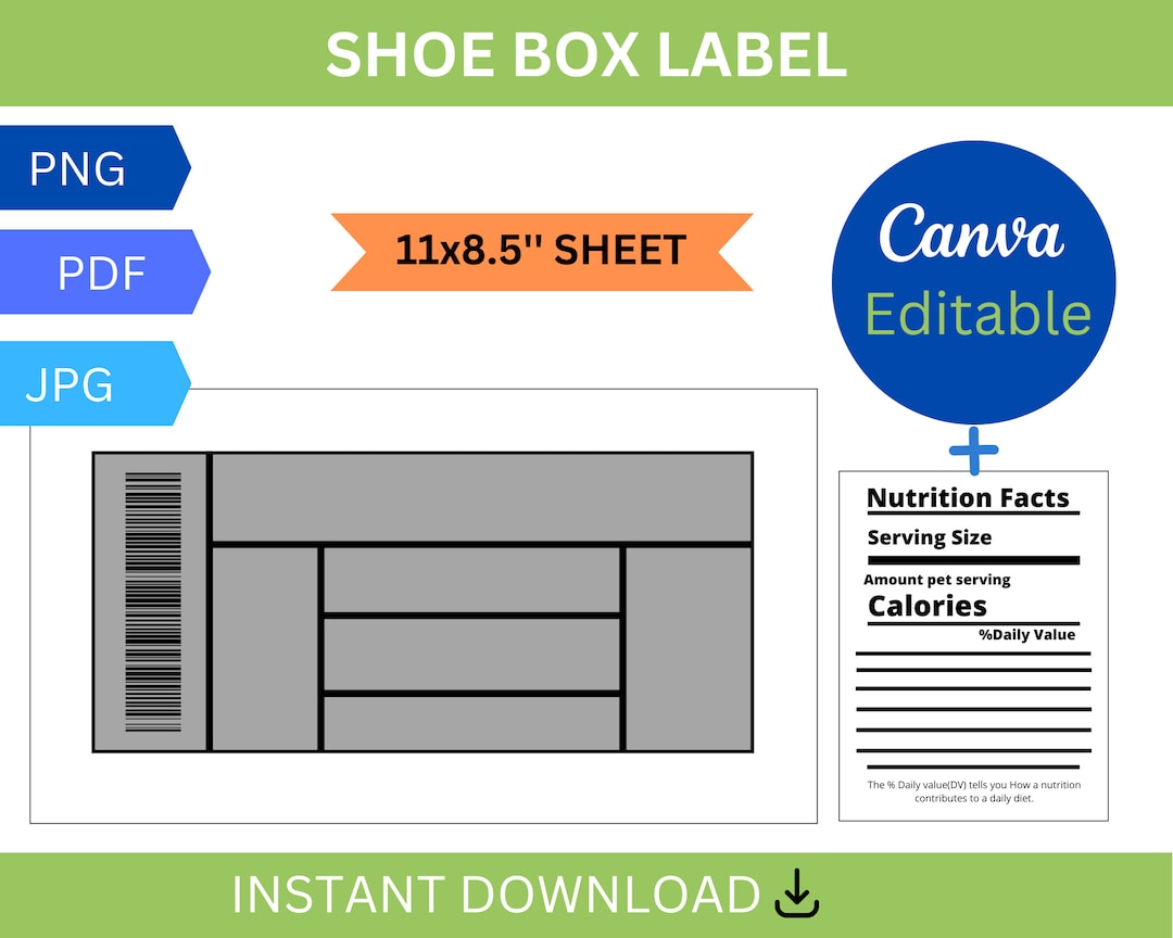 Shoe Box Label Template, Sneaker Box Template, Shoebox Label Template ...