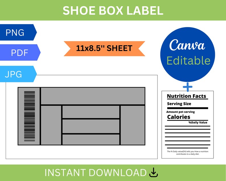 Shoe Box Label Template, Sneaker Box Template, Shoebox Label Template ...