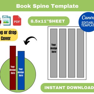 Book Spine Template, Book Spine SVG, Book Spine, Wrapper, Label, Canva ...