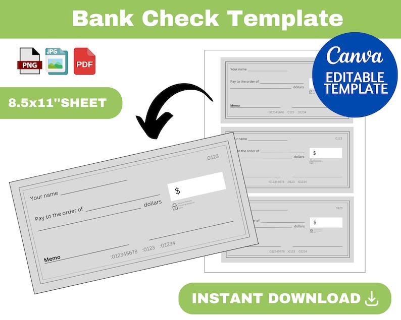 Bank Check Template, Money Check Template, Customizable Check Templates ...