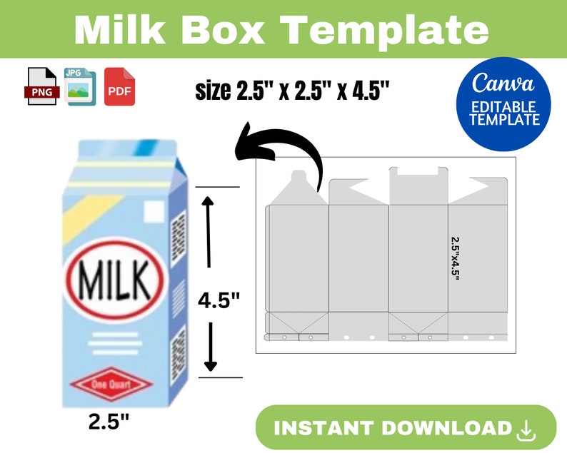Milk Box Template, Milk Box SVG, Milk Carton Template, Box Template ...