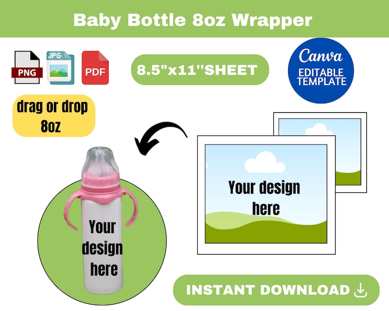 Baby Bottle Wrapper Template, Baby Bottle Wrapper Svg, Baby Bottle ...