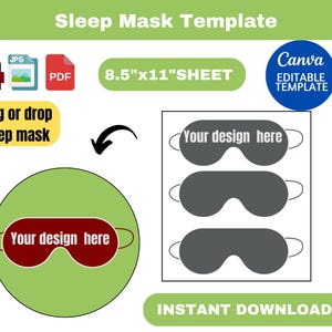 Sleep Mask Template, Sleep Mask SVG, Sleep Mask, Sleep Eye Mask Template Sublimation, Customized ...