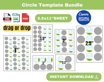 Circle Label Template Bundle Blank Circle Template Circle Sticker ...