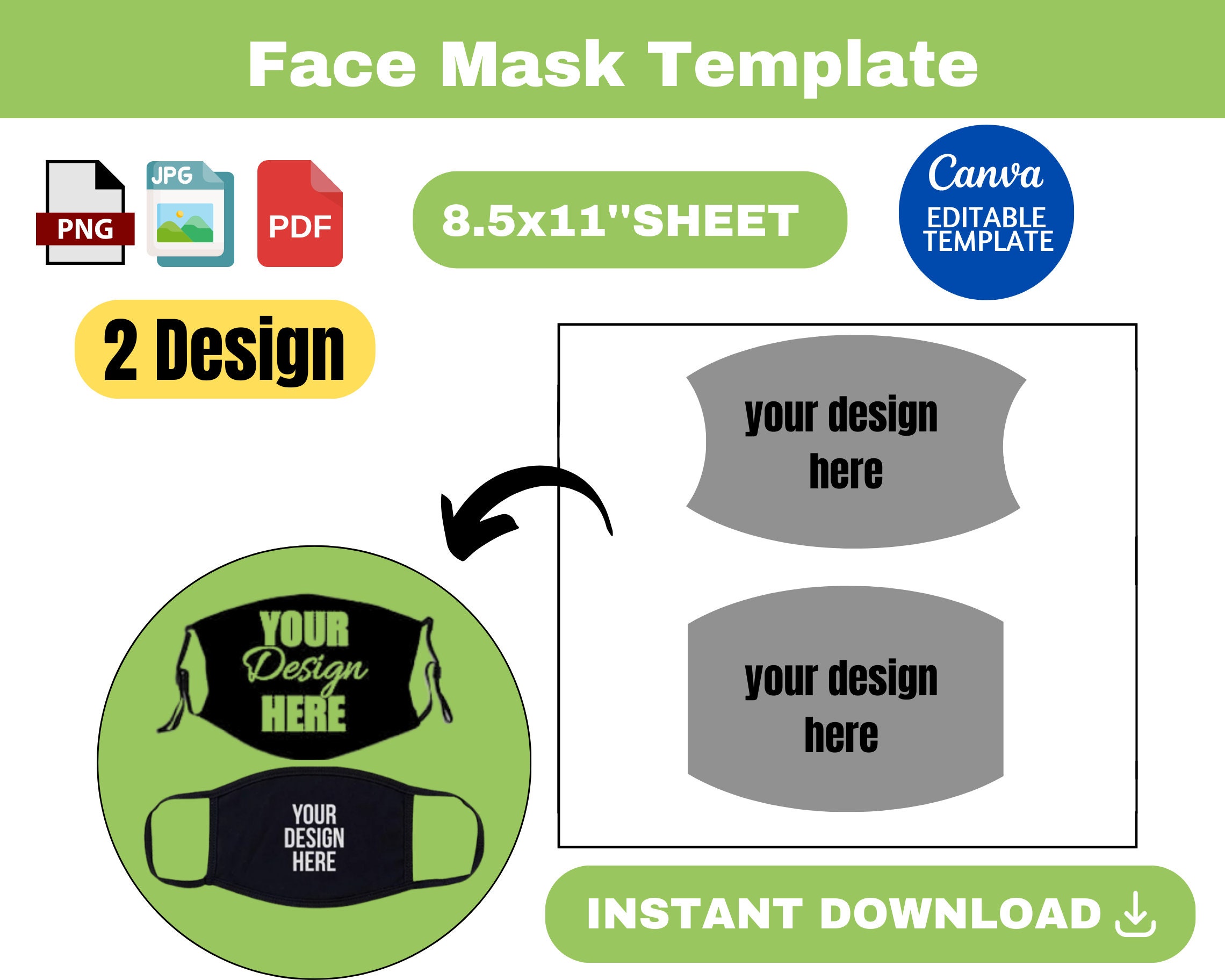 Face Mask Template, Face Mask Template SVG, Face Maks Sublimation ...