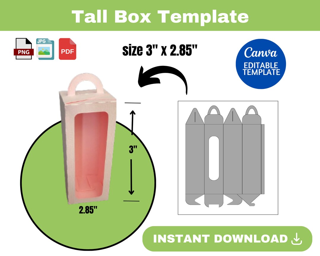 Tall Box Template, Window Box SVG, Box With Handle Template, Size 3 X 2 ...