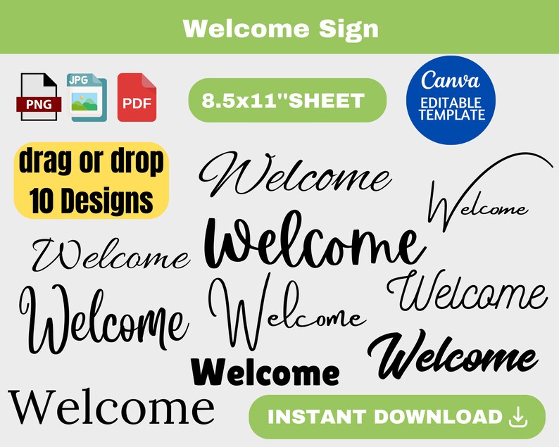 Welcome Sign, Welcome Sign Bundle SVG, Editable Welcome Sign, Printable ...