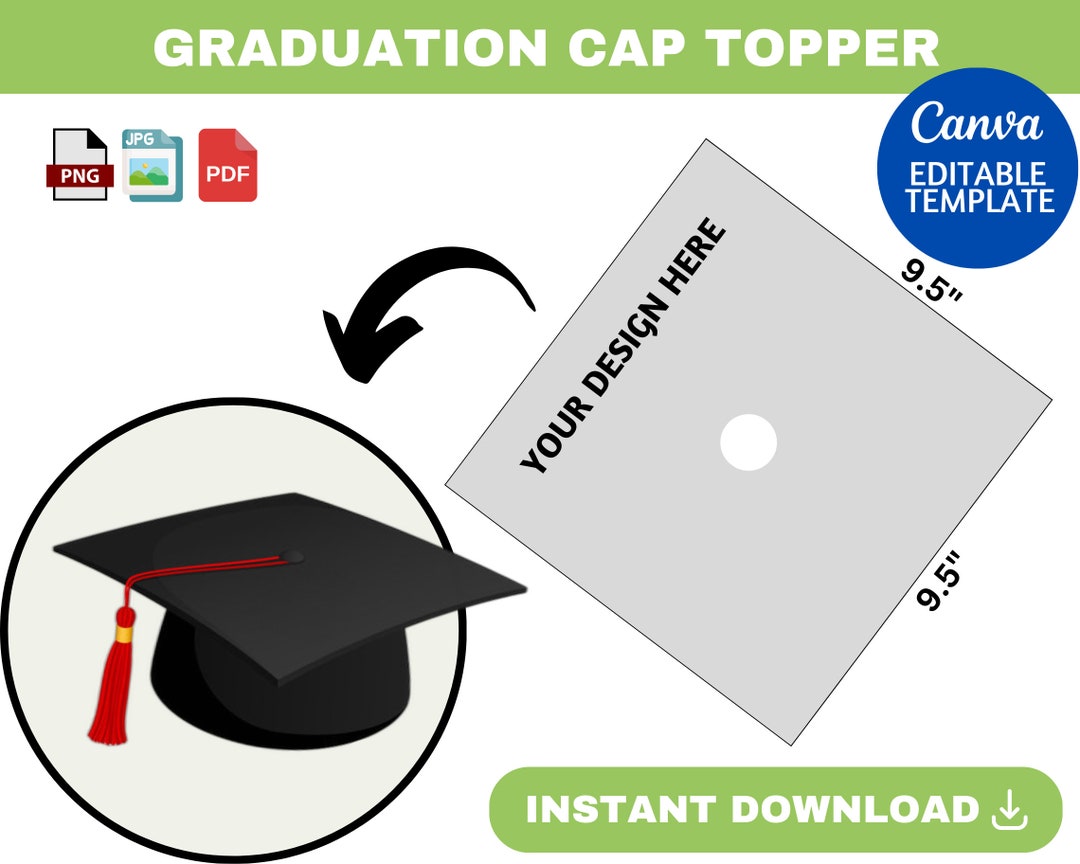 Graduation Cap Topper, Graduation Cap Template, Custom Graduation Cap ...