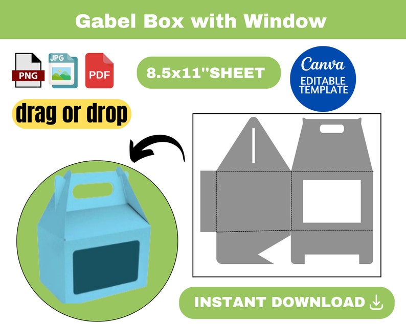 Gable Box With Window Template, Gable Box With Window SVG, Gable Box ...
