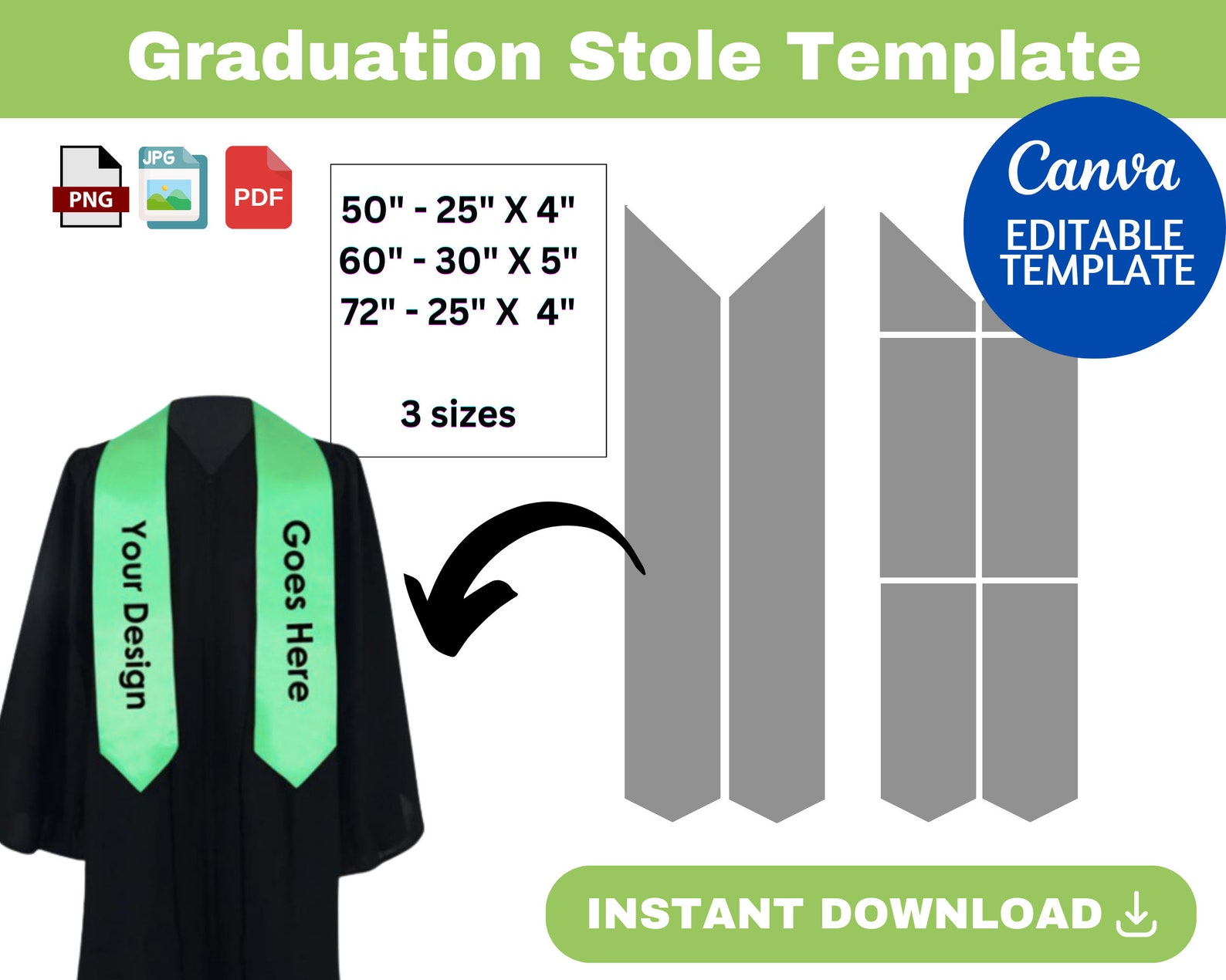 Graduation Stole Template, Custom Graduation Stole Svg, Custom Grad ...