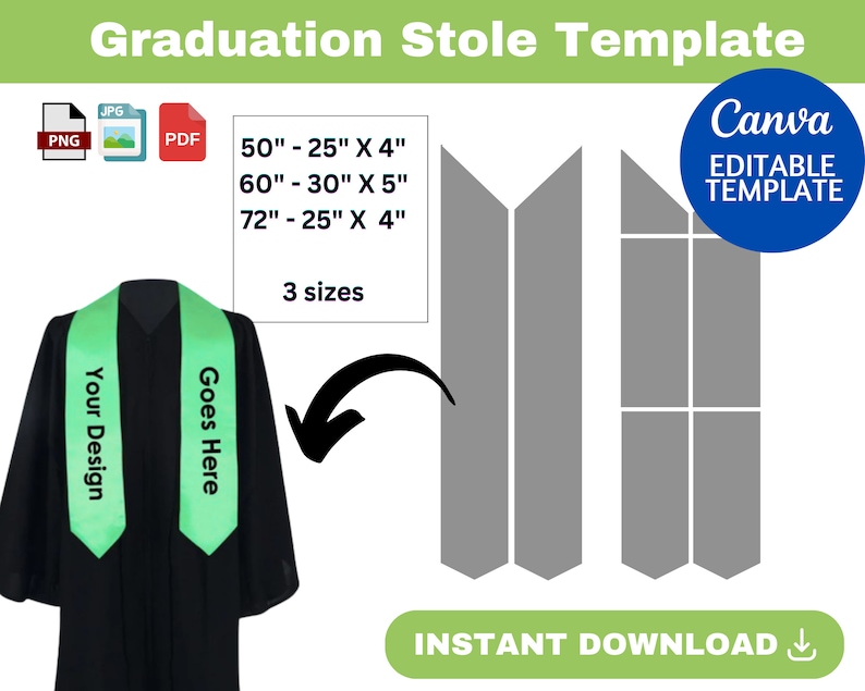 Graduation Stole Template, Custom Graduation Stole Svg, Custom Grad ...