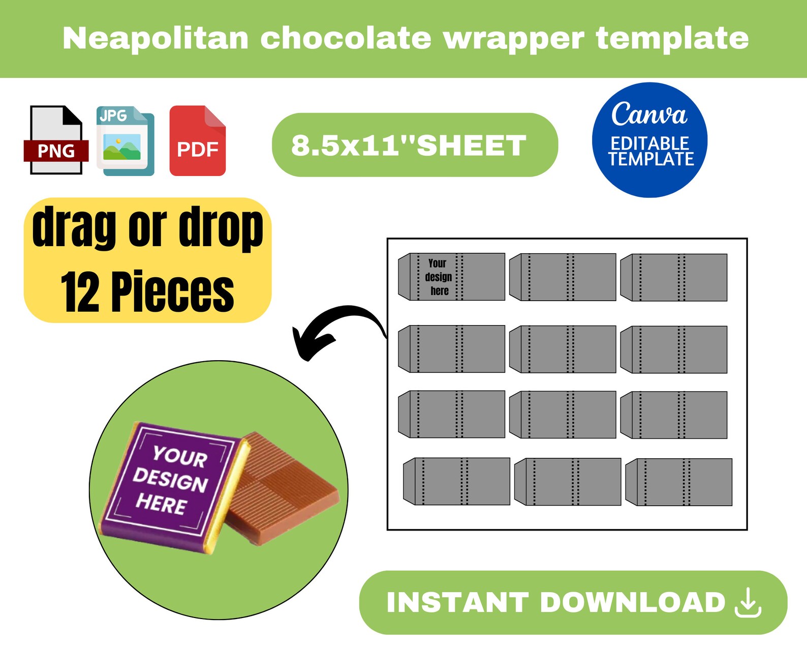 Neapolitan Chocolate Wrapper Template, Neapolitan Chocolate Wrapper SVG ...