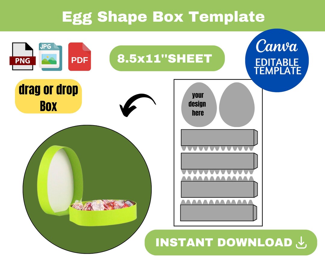 Egg Shape Box Template, Easter Egg Box SVG, Easter Egg Box, Easter Egg ...
