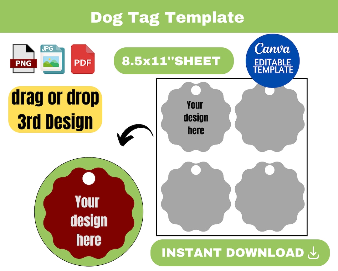 Dog Tag Template, Circle Tag Template, Dog Tag SVG, Dog Tag Sublimation ...