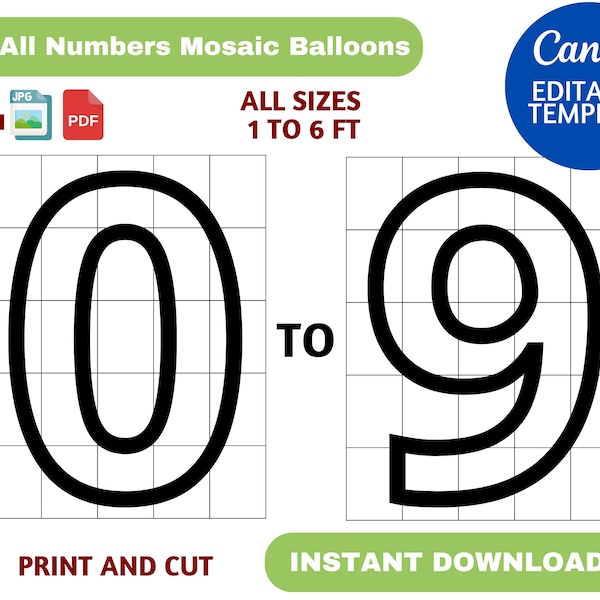 Mosaic Numbers Template - Etsy