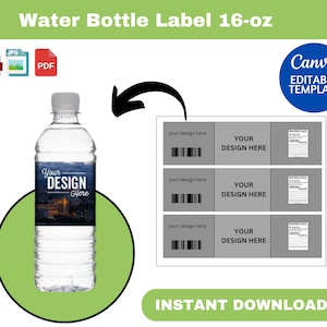 Water Bottle Label, Water Bottle Label SVG, Water Bottle Label, Blank ...