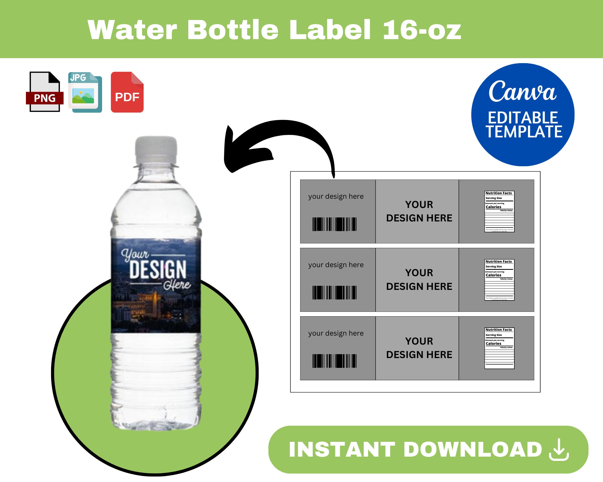 Water Bottle Label, Water Bottle Label SVG, Water Bottle Label, Blank ...