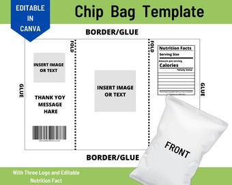 Editable Chip Bag Template, Chip Bag Template Canva, Chip Bag ...