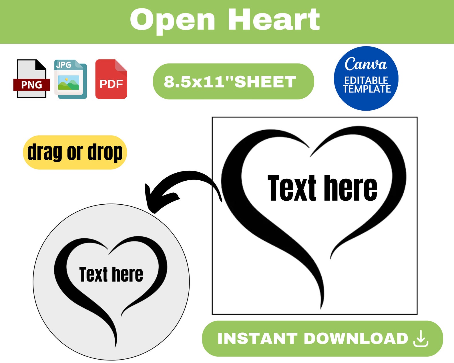 Open Heart Template, Open Heart SVG, Heart Shape Svg, Love Svg, Sketch ...