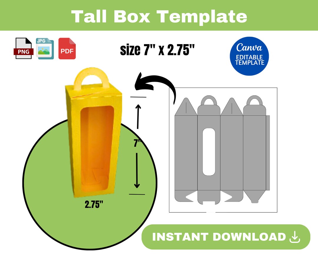 Tall Box Template, Window Box SVG, Box With Handle Template, Size 7x2 ...