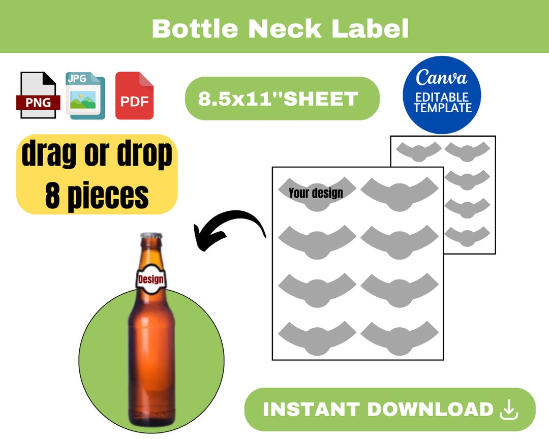 Bottle Neck Label Template, Bottle Neck Label SVG, Bottle Neck Wrapper ...