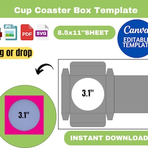 Cup Coaster Box Template, Cup Coaster Box SVG, Coaster Box Template ...