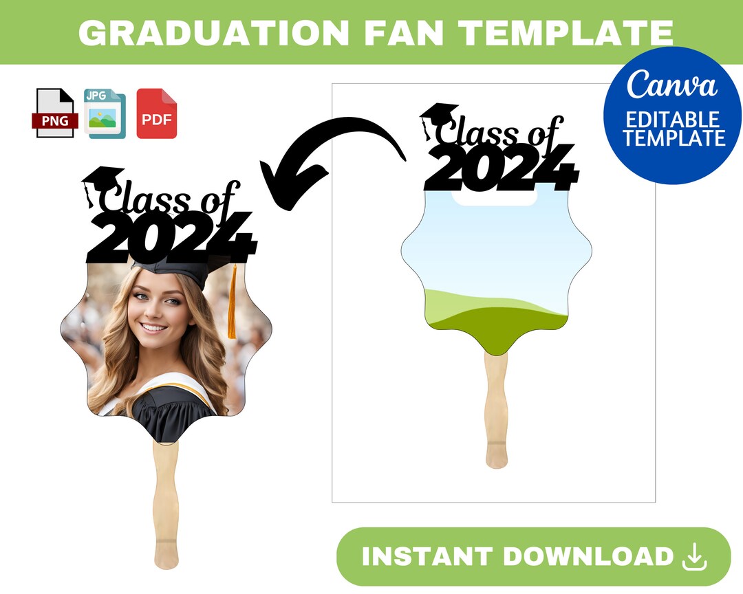 Graduation Fan Template, Grad Paddle Fan Template, Custom Grad Fan ...