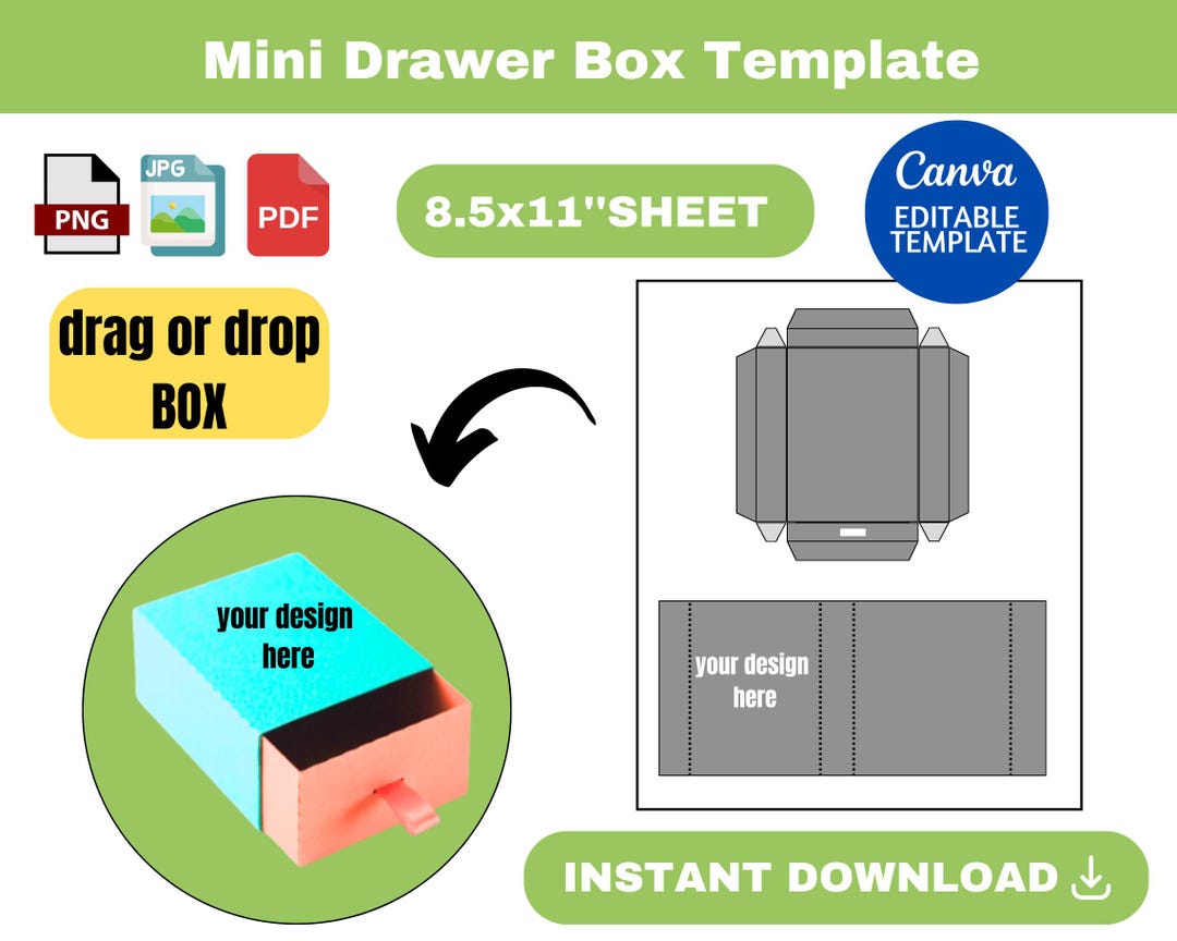 Mini Drawer Box Template, Mini Drawer Box Svg, Mini Drawer Box, Slide ...