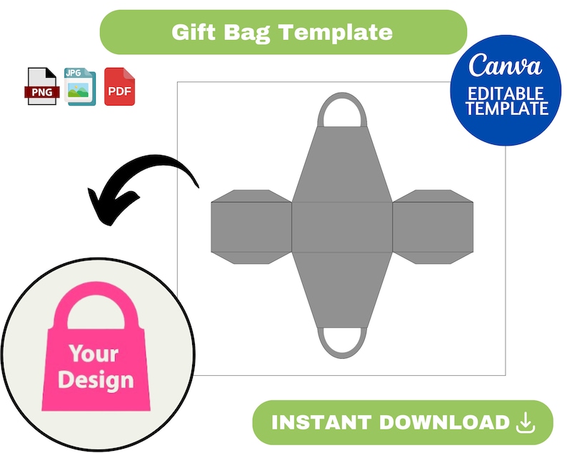 Gift Bag Template, Paper Bag Template Svg, Gift Bag Svg, Birthday Bag ...