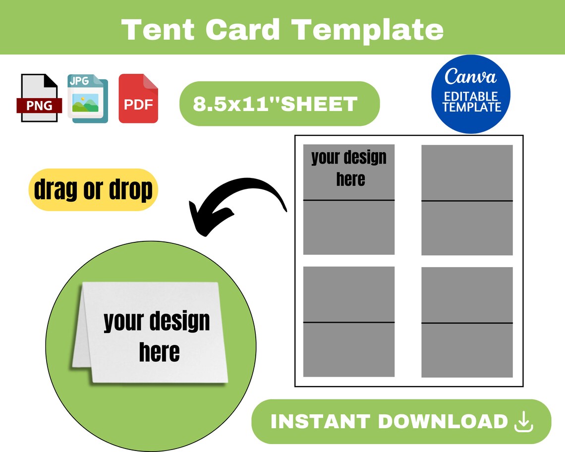 Tent Card Template, Tent Card Svg, Folded Note Card Template, Food ...