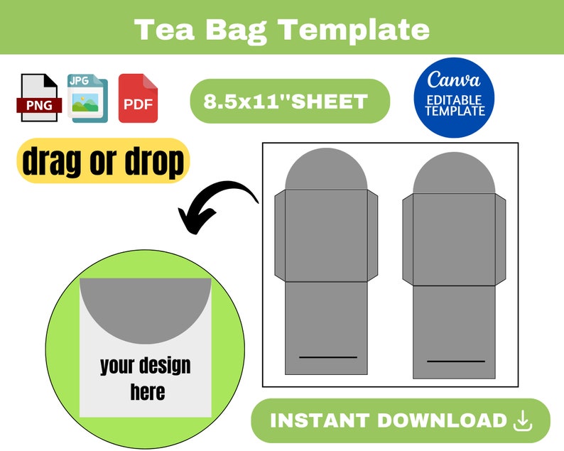 Tea Bag Template, Tea Bag SVG, Tea Bag, Tea Bag Envelope Template, Seed ...