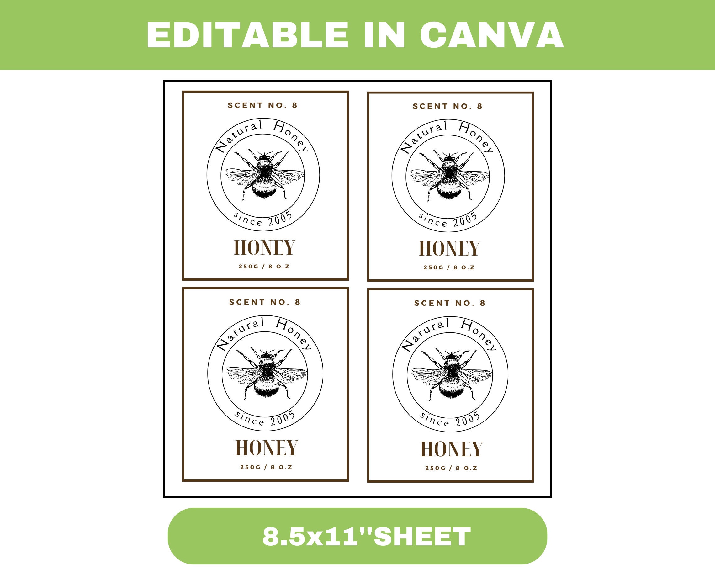 Honey Bear Labels Template, Honey Label, Honey Jar Label, Honey Bee ...