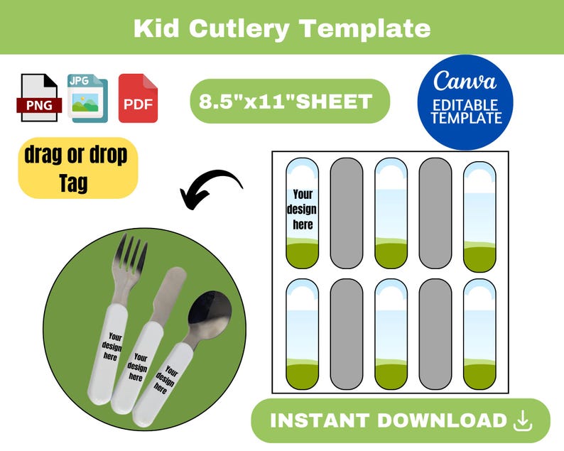 Kid Cutlery Template, Kid Cutlery SVG, Kid Cutlery, Kid Cutlery ...