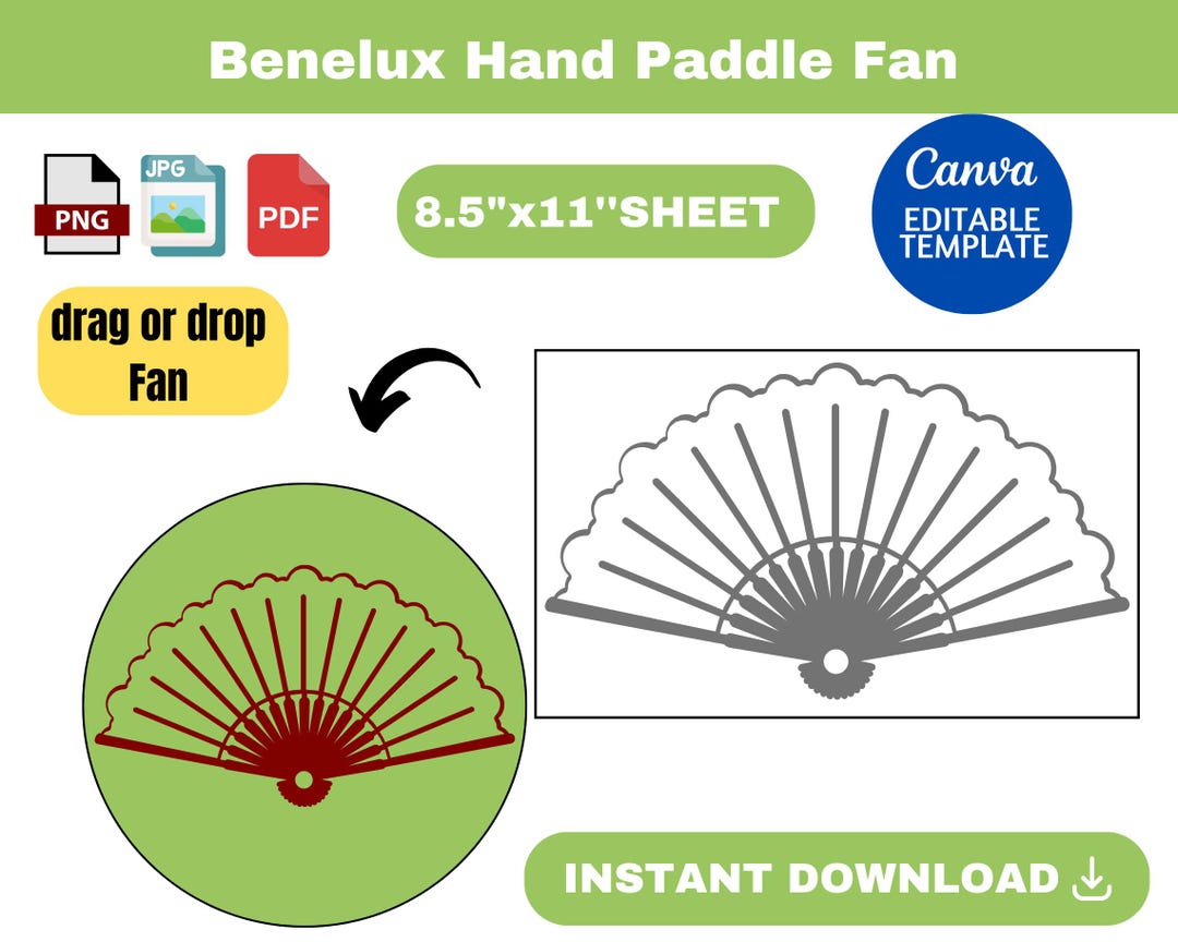 Benelux Hand Paddle Fan Template, Benelux Hand Paddle Fan SVG, Benelux ...