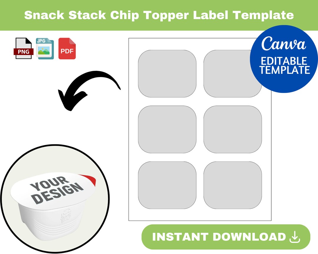 Snack Template, Snack Stack Chip Topper Label Template, Party Favor ...
