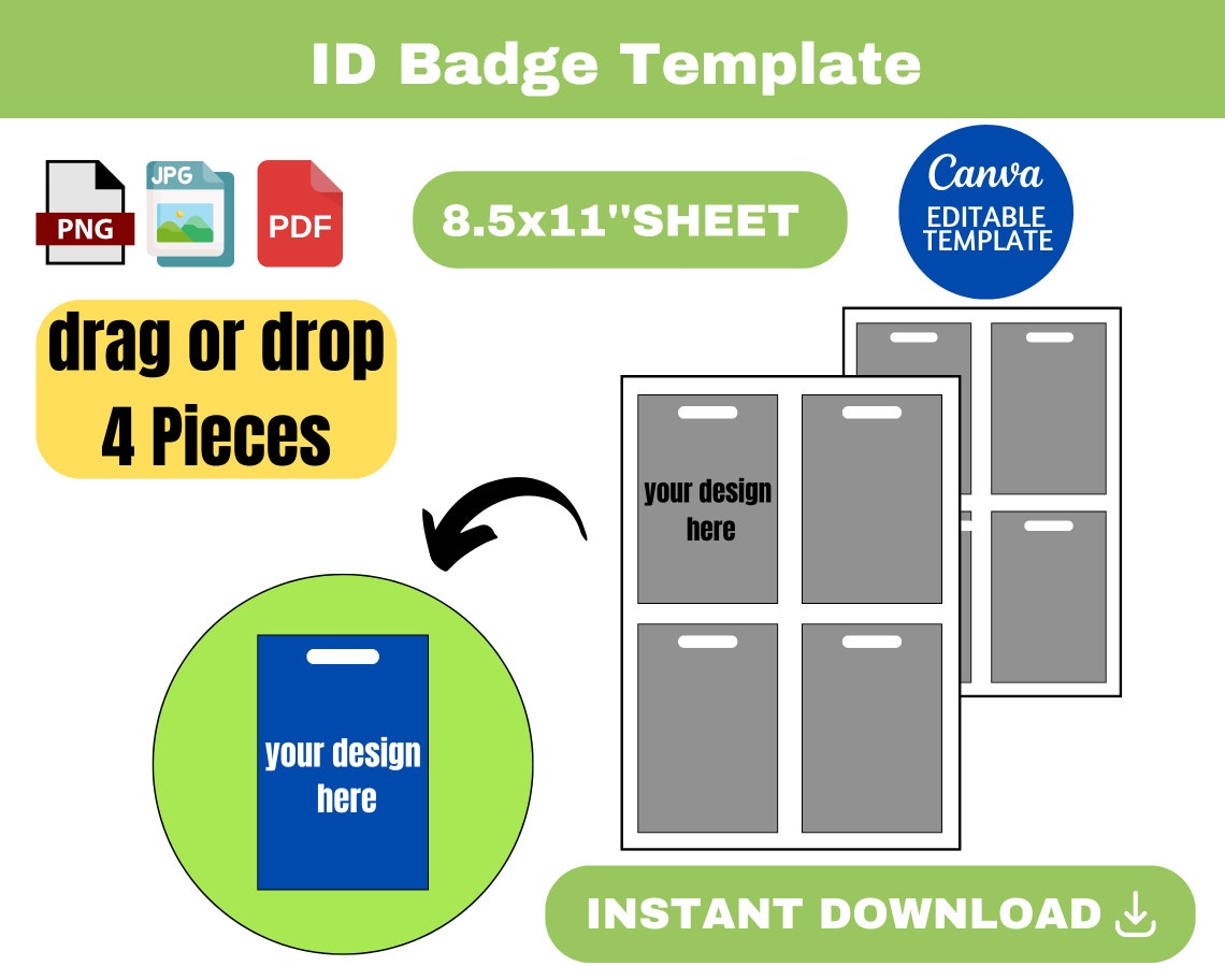 ID Badge Template, ID Badge SVG, Staff Event Badge, Badge Template ...