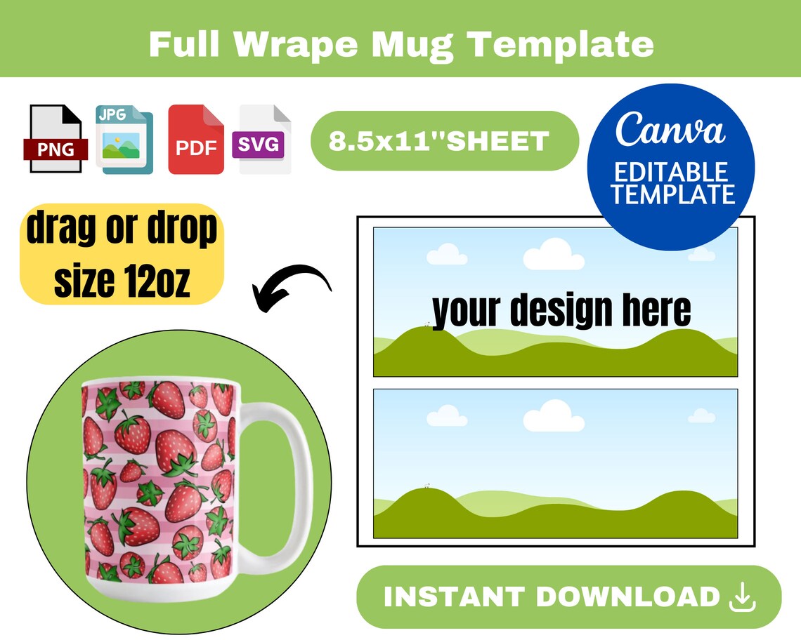 Mug Template, Mug Wrap Template, Sublimation Template Mug, Cup Template ...