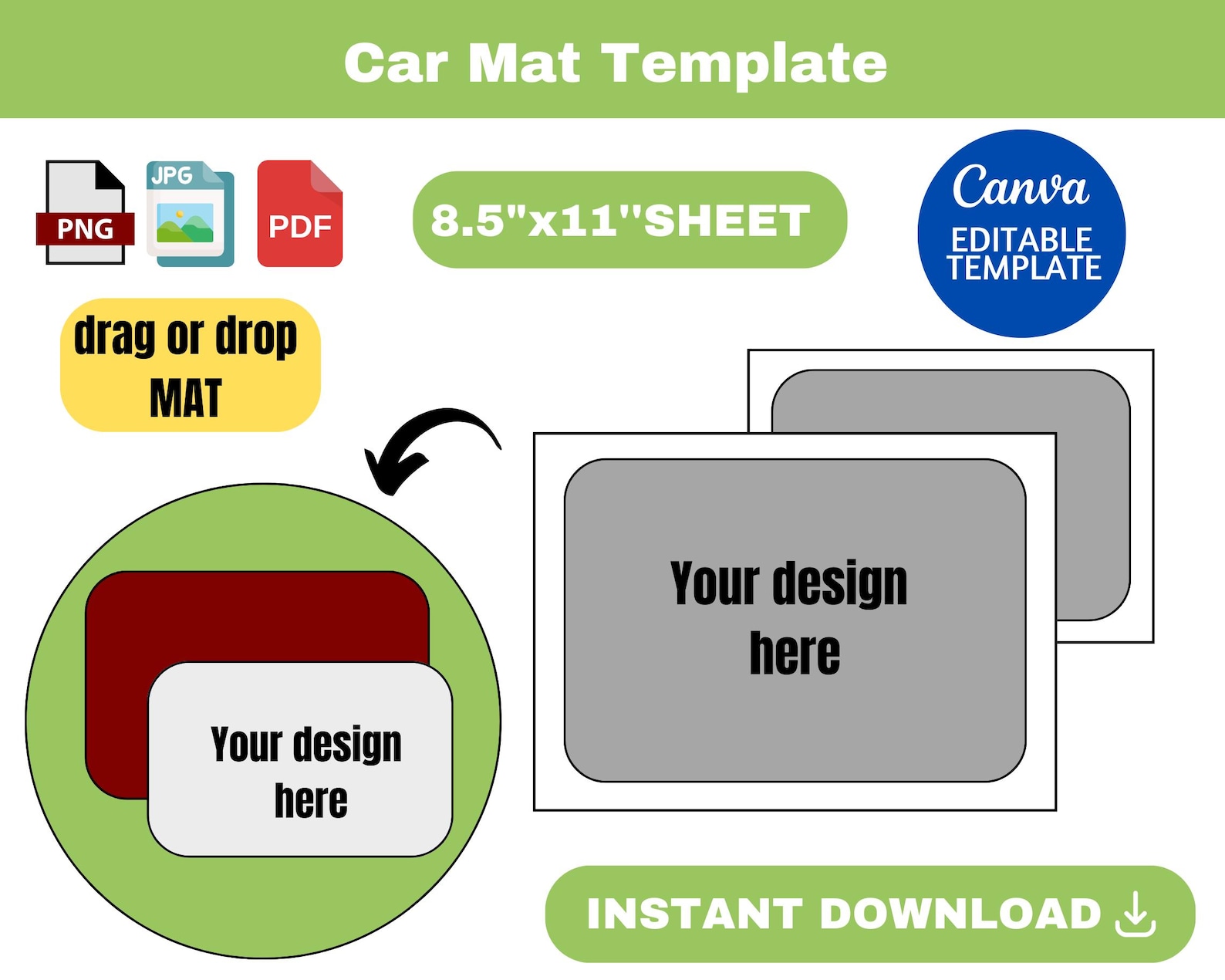 Car Mat Template, Car Mat SVG, Car Mat, Car Template, Car Mats, Front ...