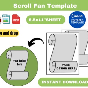 Scroll Fan Template, Scroll Fan Template SVG, Celebration Scroll Fan ...