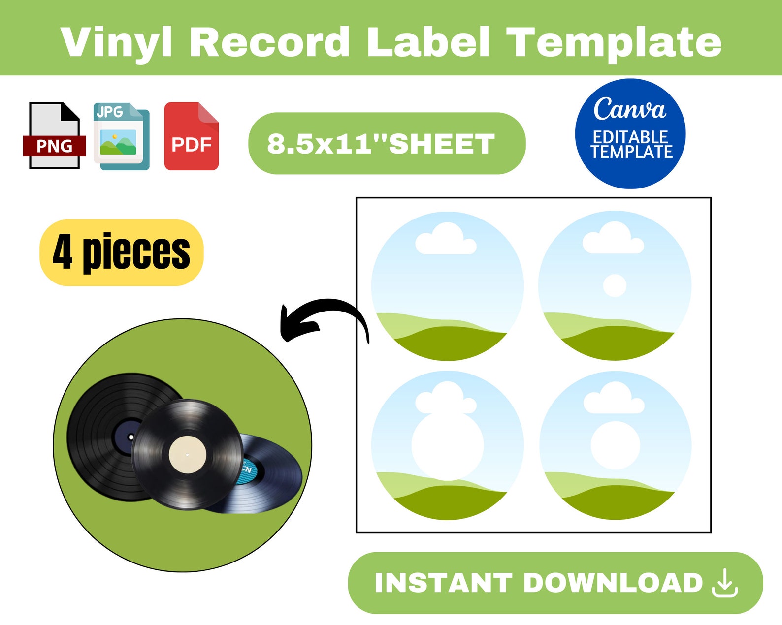 Vinyl Record Template, Vinyl Record Template SVG, Record Label Template ...