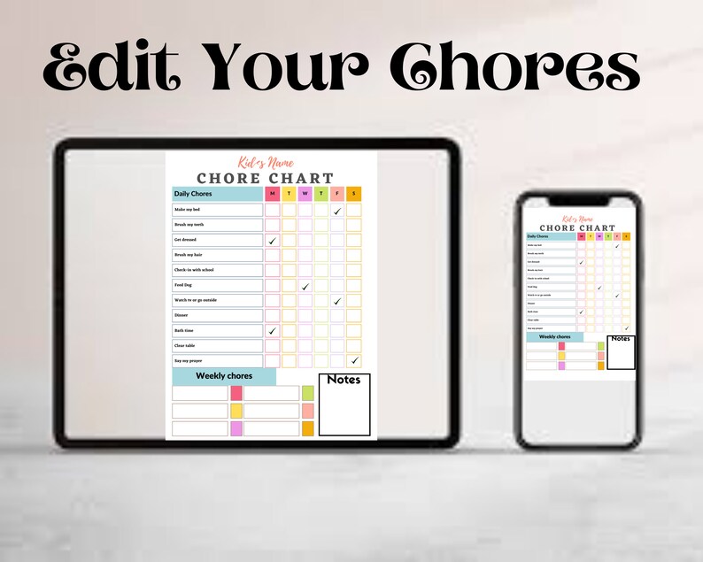 Chore Chart for Daily Routine, Chore Chart for Kids, Kids Chore, Chore ...