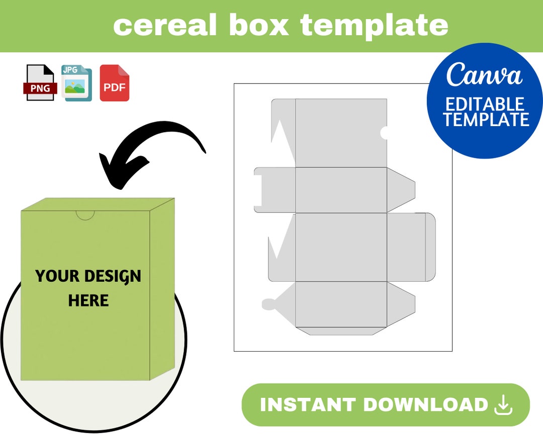Cereal Box Template, Cereal Box Svg, DIY Cereal Packaging Template ...