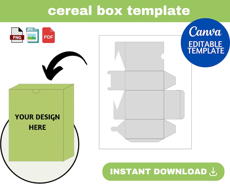 Cereal Box Template, Cereal Box Svg, DIY Cereal Packaging Template ...